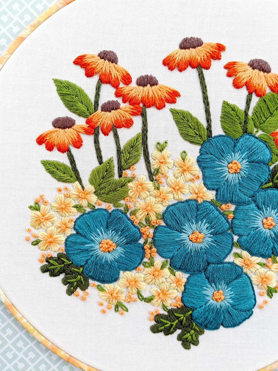 Hand Embroidery PDF Pattern. Field of Flowers Digital - Etsy