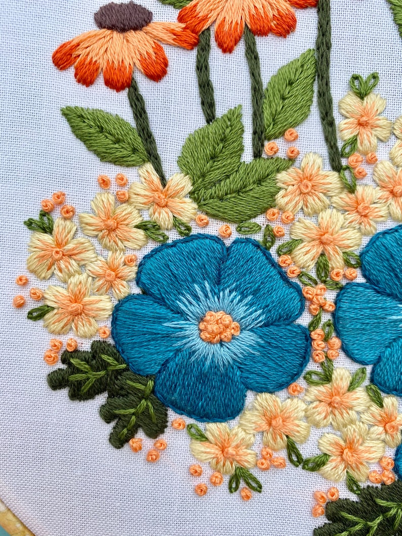 Hand Embroidery PDF Pattern. Field of Flowers Digital - Etsy