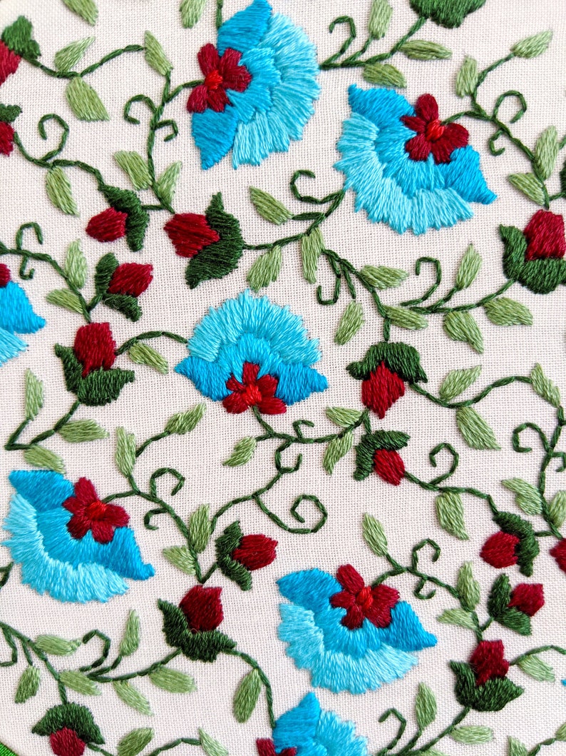 Hand Embroidery PDF Pattern, Fan of Florals Design Digital Download ...