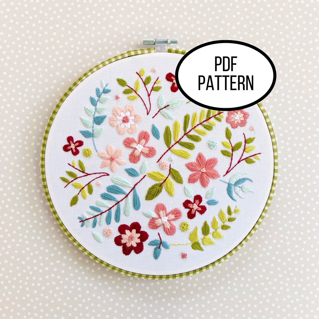 Hand Embroidery PDF Pattern. Scattered Floral Digital Download. Simple ...