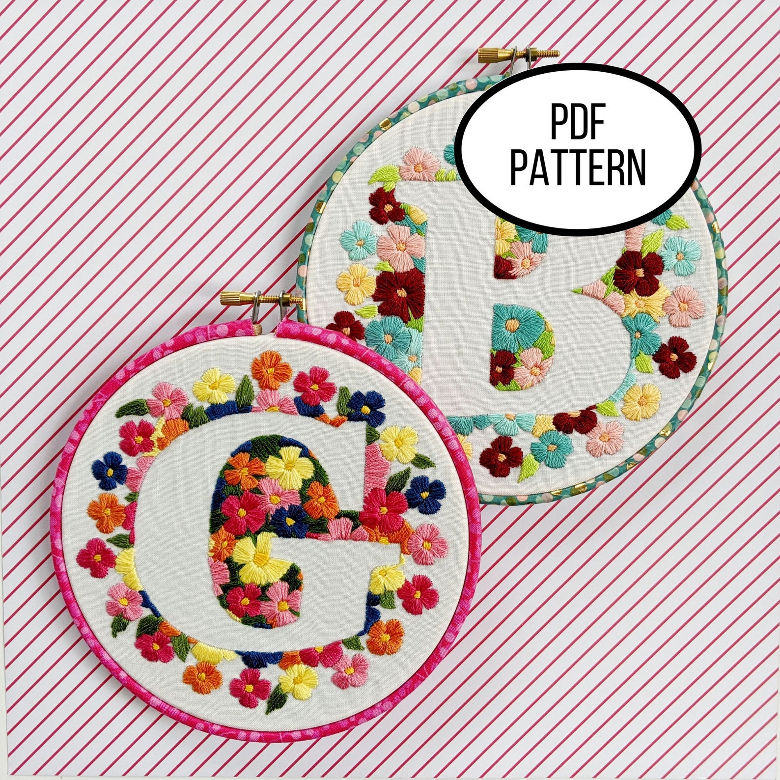 Hand Embroidery PDF Pattern. Pocket Full of Posies Monogram Design ...