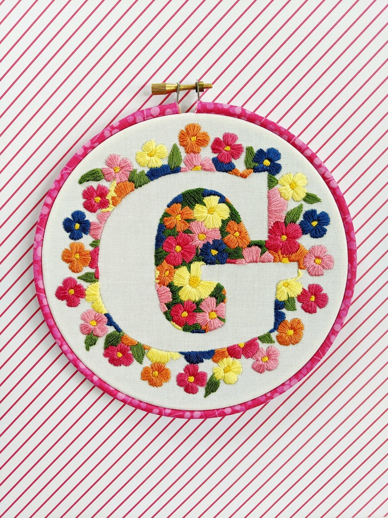 Hand Embroidery PDF Pattern. Pocket Full of Posies Monogram - Etsy