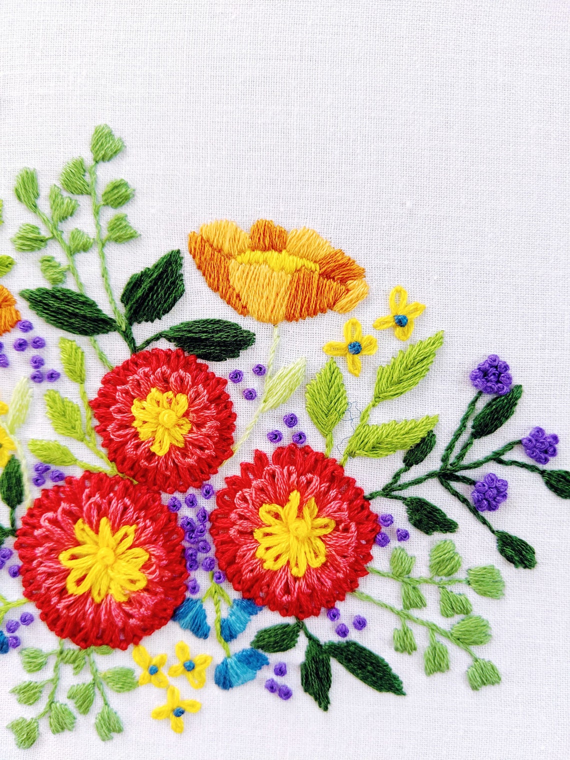 Hand Embroidery PDF Pattern. Floral Patch Design Digital Download ...