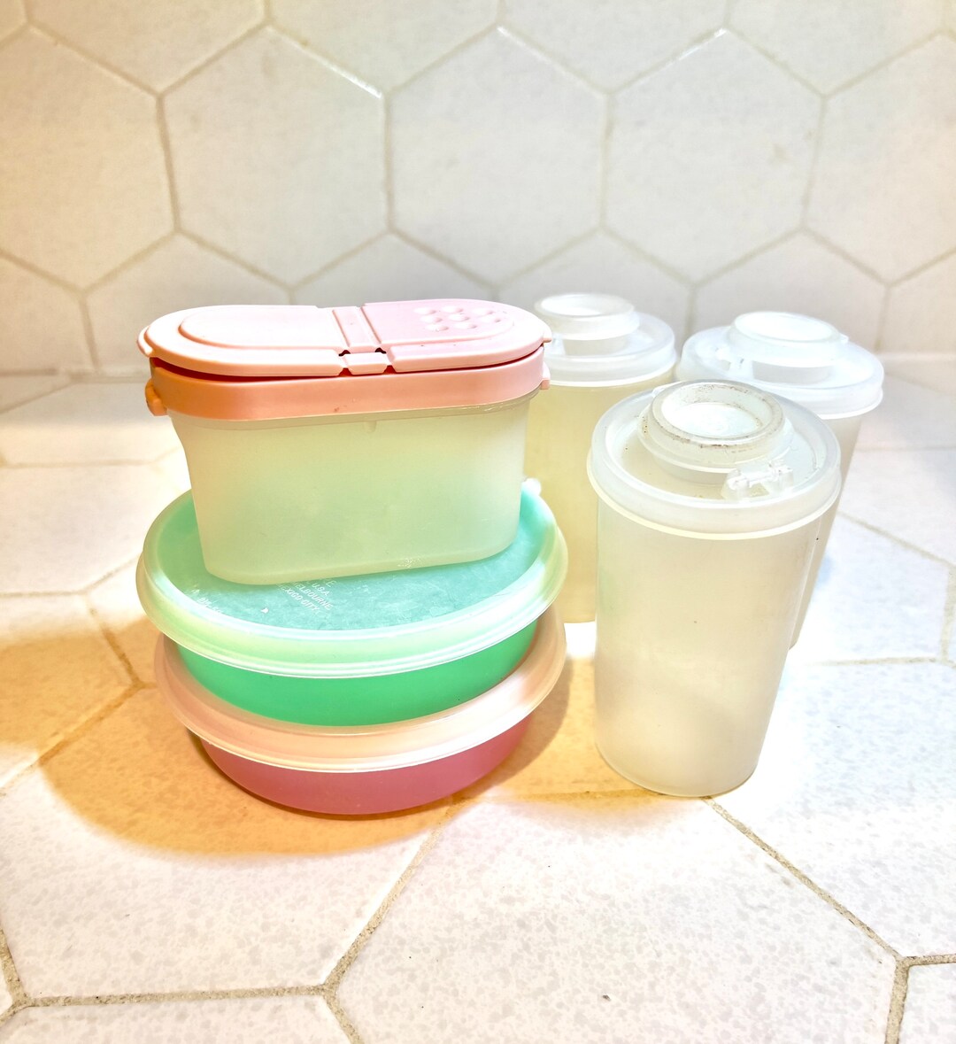 Vintage TUPPERWARE Spice Salt Pepper Shakers and Storage Containers ...