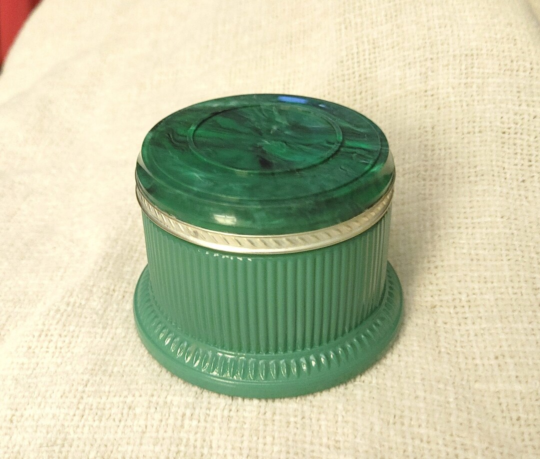 Vintage Avon Green Marbled Lidded Milk Glass. Avon Skin Softener Jar ...