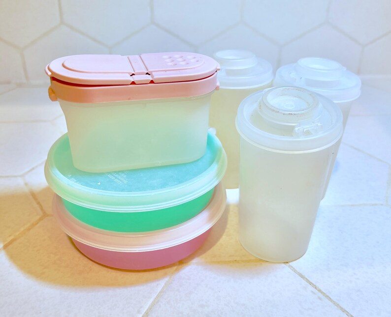 Vintage TUPPERWARE Spice Salt Pepper Shakers and Storage Containers ...