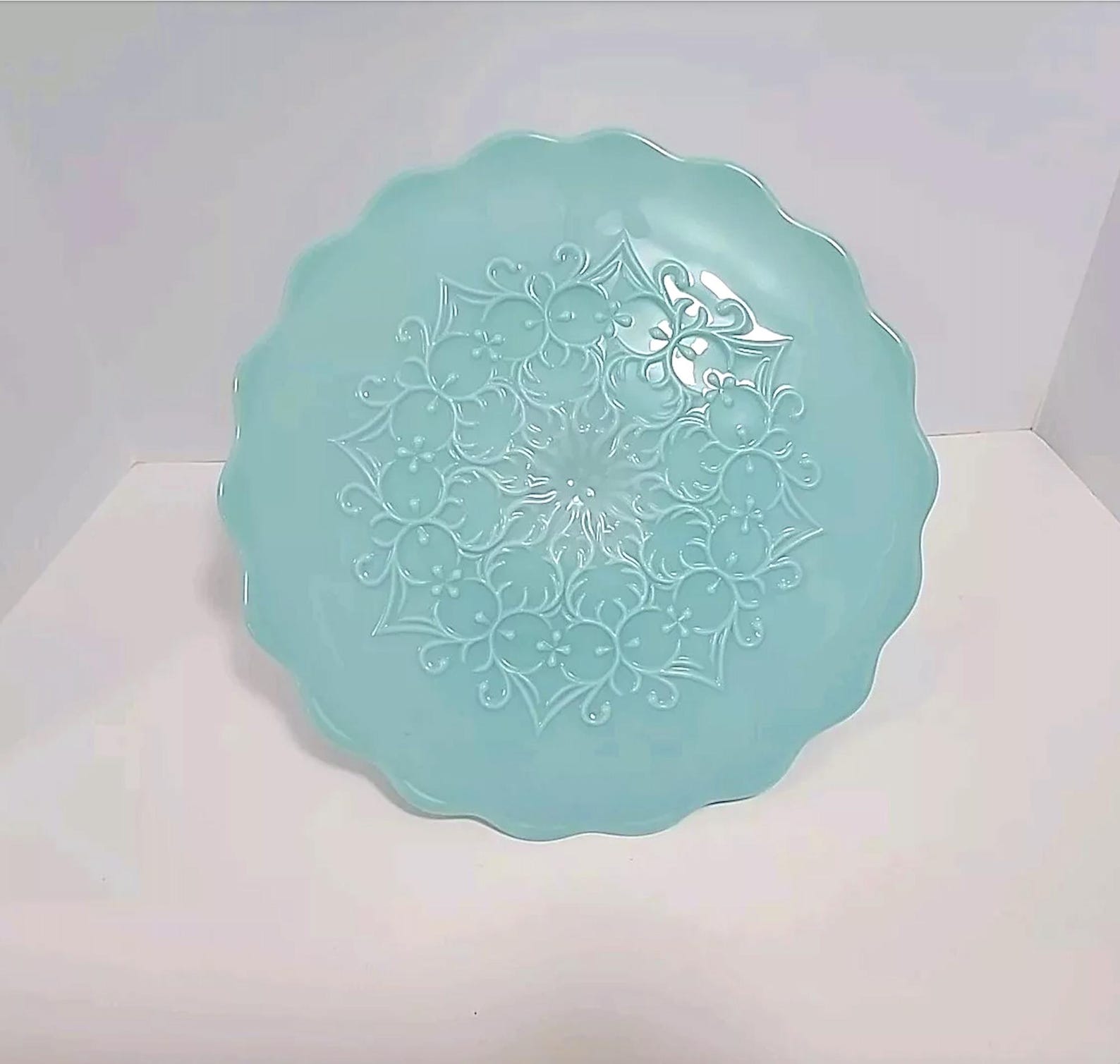Turquoise Milk Glass Cake Stand, Fenton Vintage, Mint Condition ...