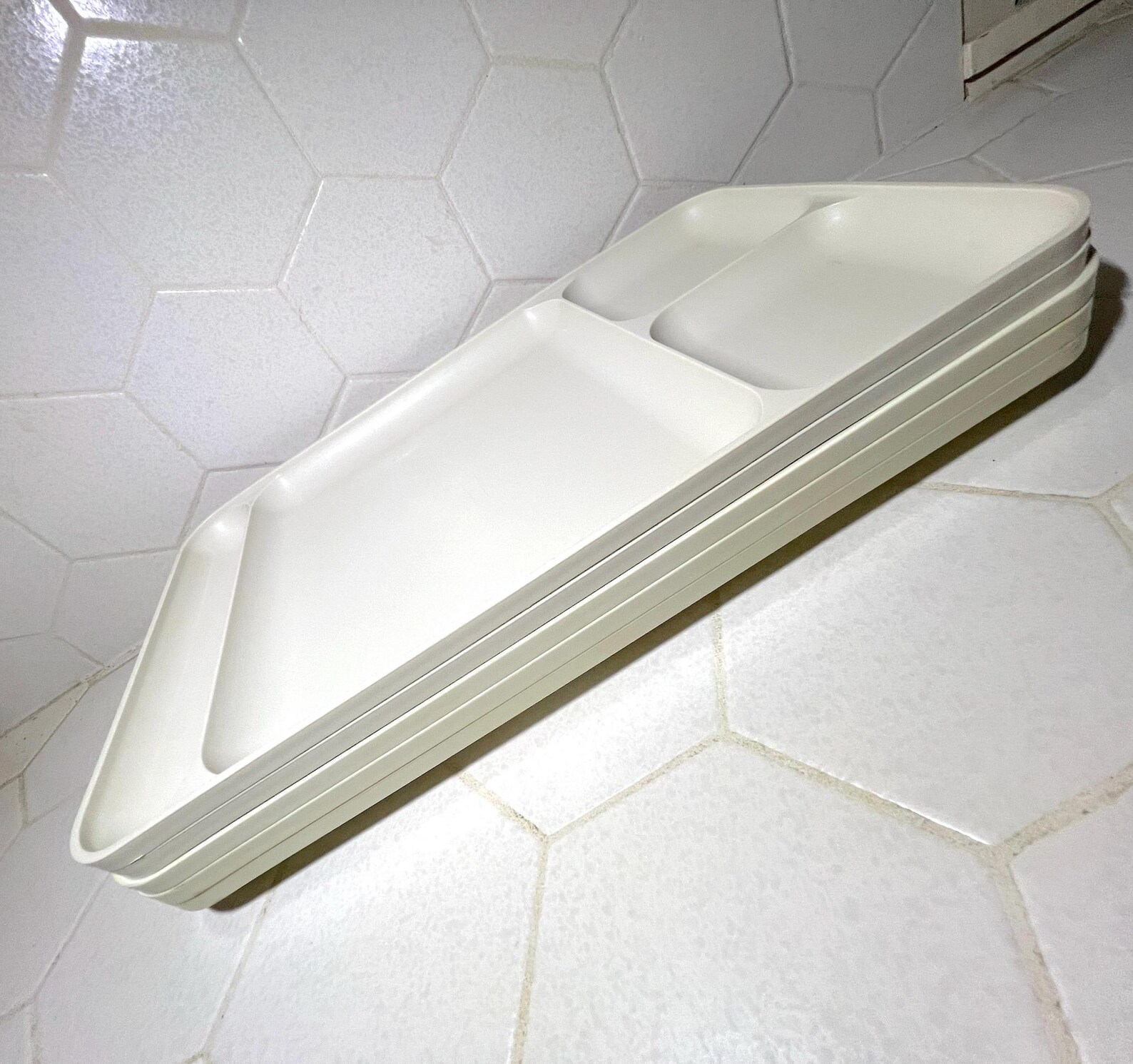 Vintage TUPPERWARE Lunch Trays, Yellow or Almond, Divided Snack Picnic ...