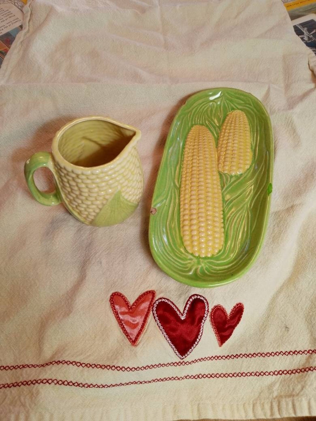 Corn King / Queen Butter Dish and Cream Pitcher. Japan. Not Shawnee ...