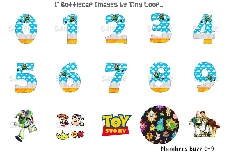 60 Numbers Woody Buzz Lightyear Toy Story Bottlecap Images - Etsy
