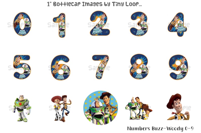 60 Numbers Woody Buzz Lightyear Toy Story Bottlecap Images - Etsy