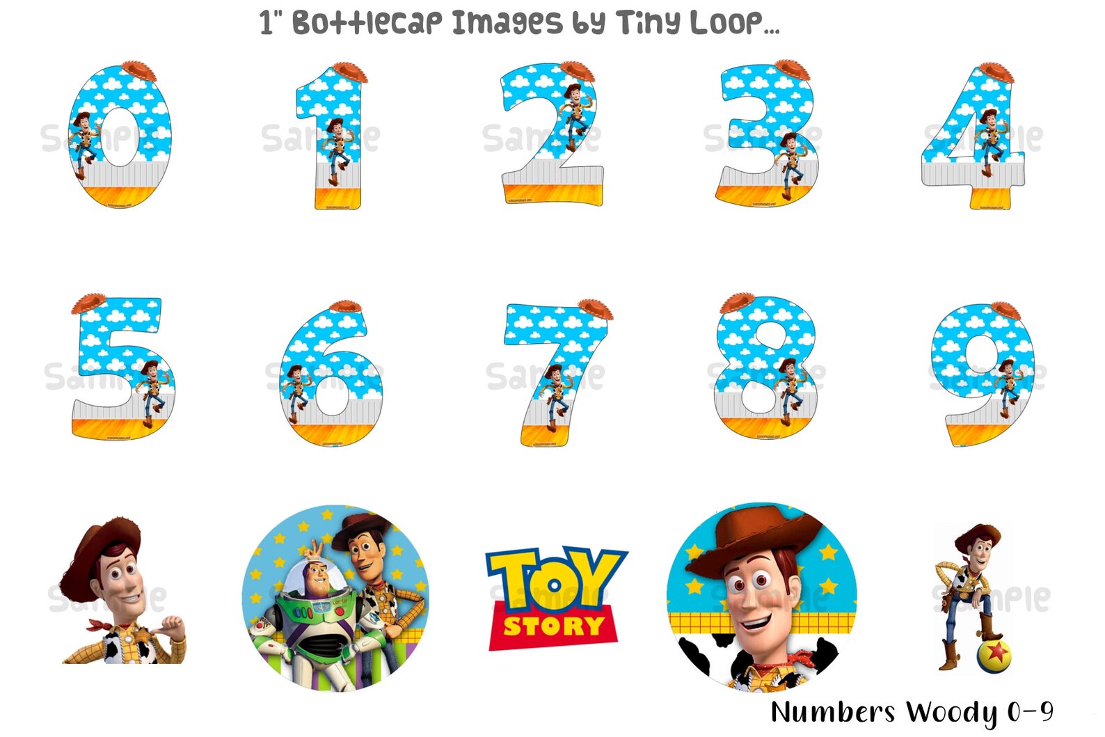 60 Numbers Woody Buzz Lightyear Toy Story Bottlecap Images - Etsy