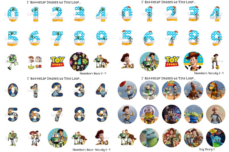 60 Numbers Woody Buzz Lightyear Toy Story Bottlecap Images - Etsy