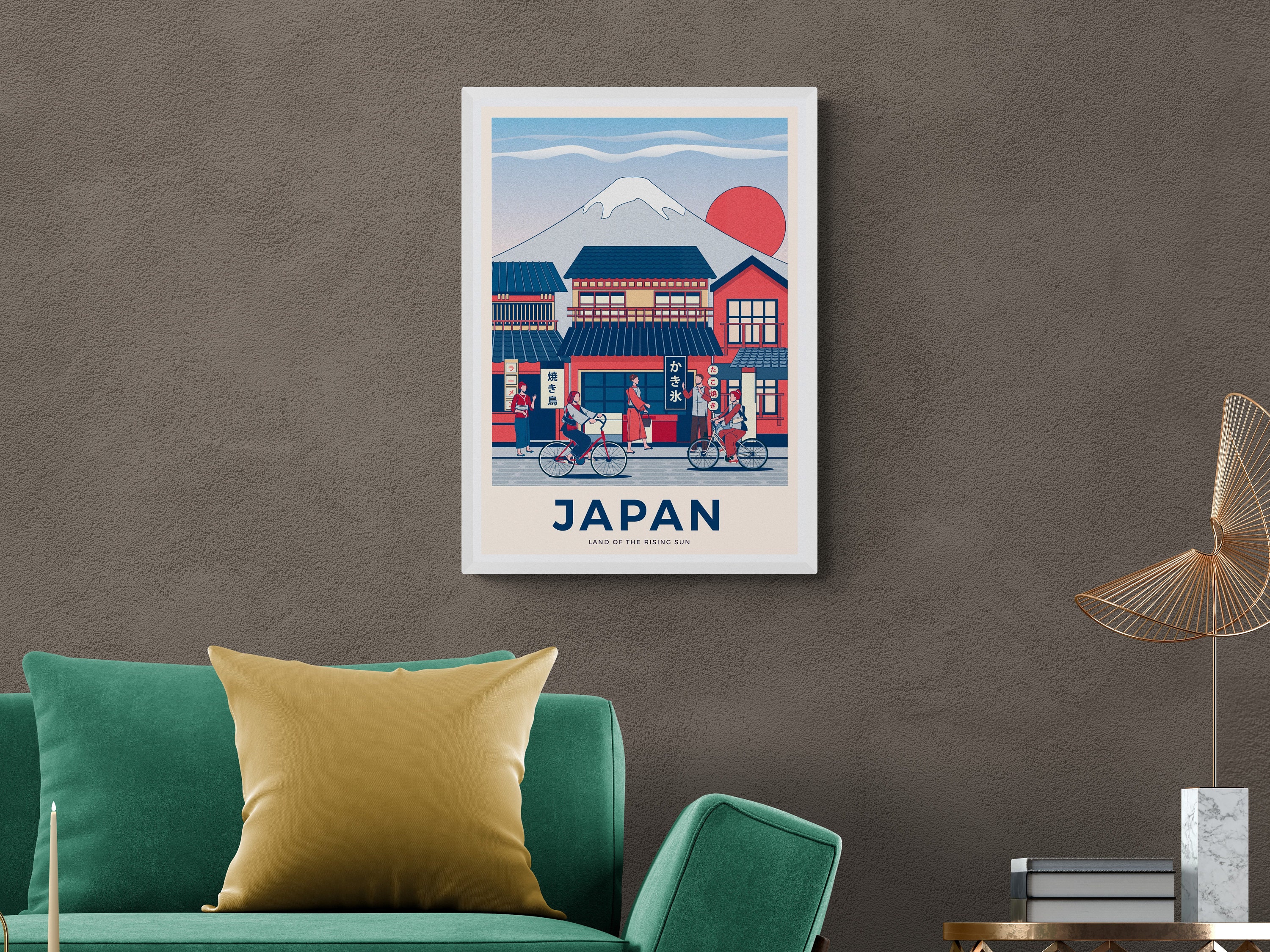 Japanese Modern Travel Japan Poster Print Bicycles Mt Fuji Traditional ...