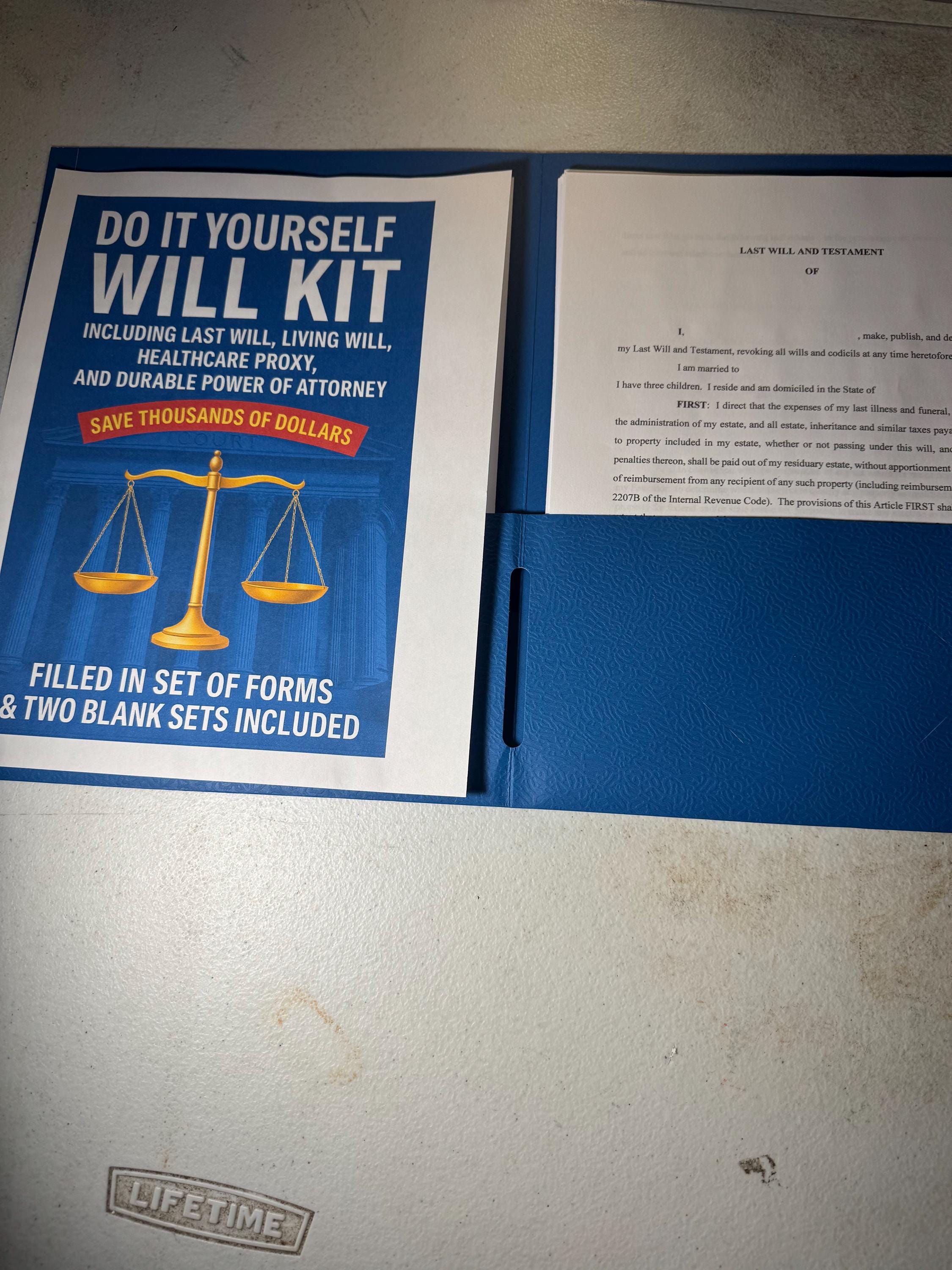Do It Yourself Will Kit Including Last Will, Living Will, Healthcare ...