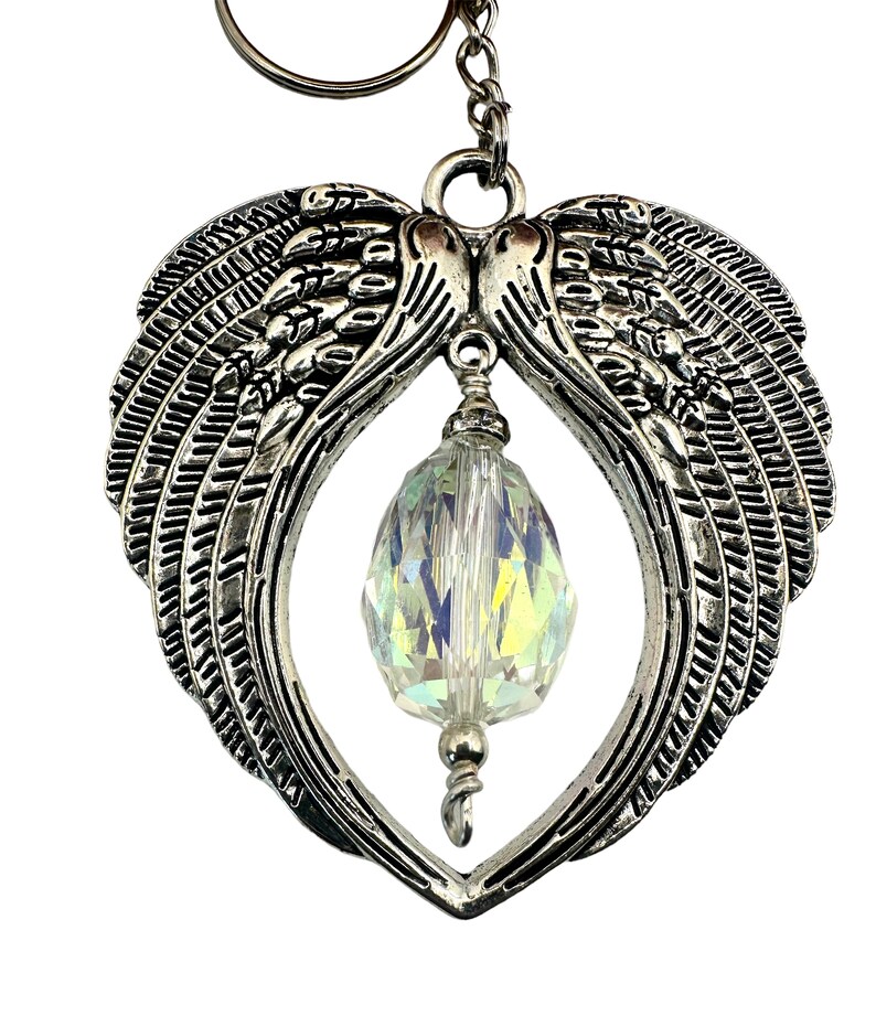 Large Angel Wing Key Chain, Angel Wing Key Ring, Heaven Charm, Glass ...