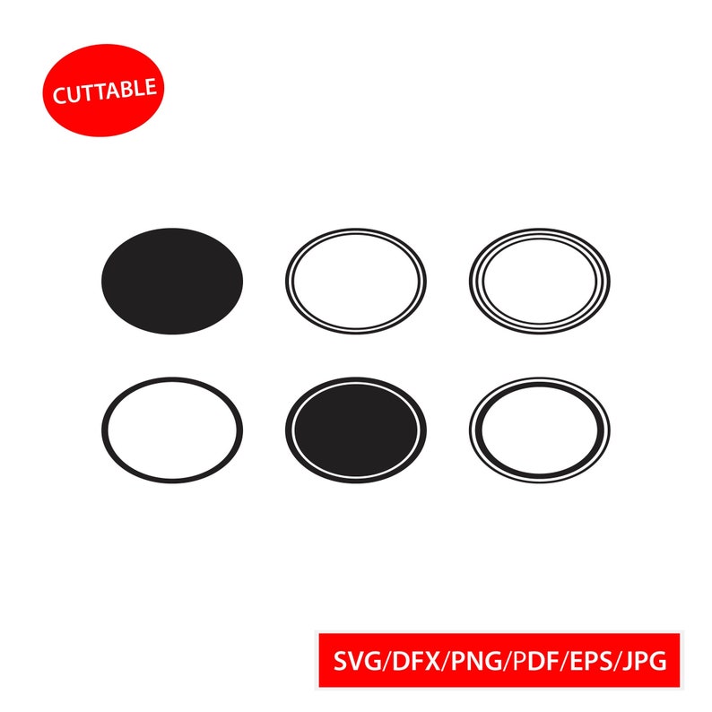 Basic Shapes Oval Monogram Frame SVG Bundle Vector Icon | Etsy