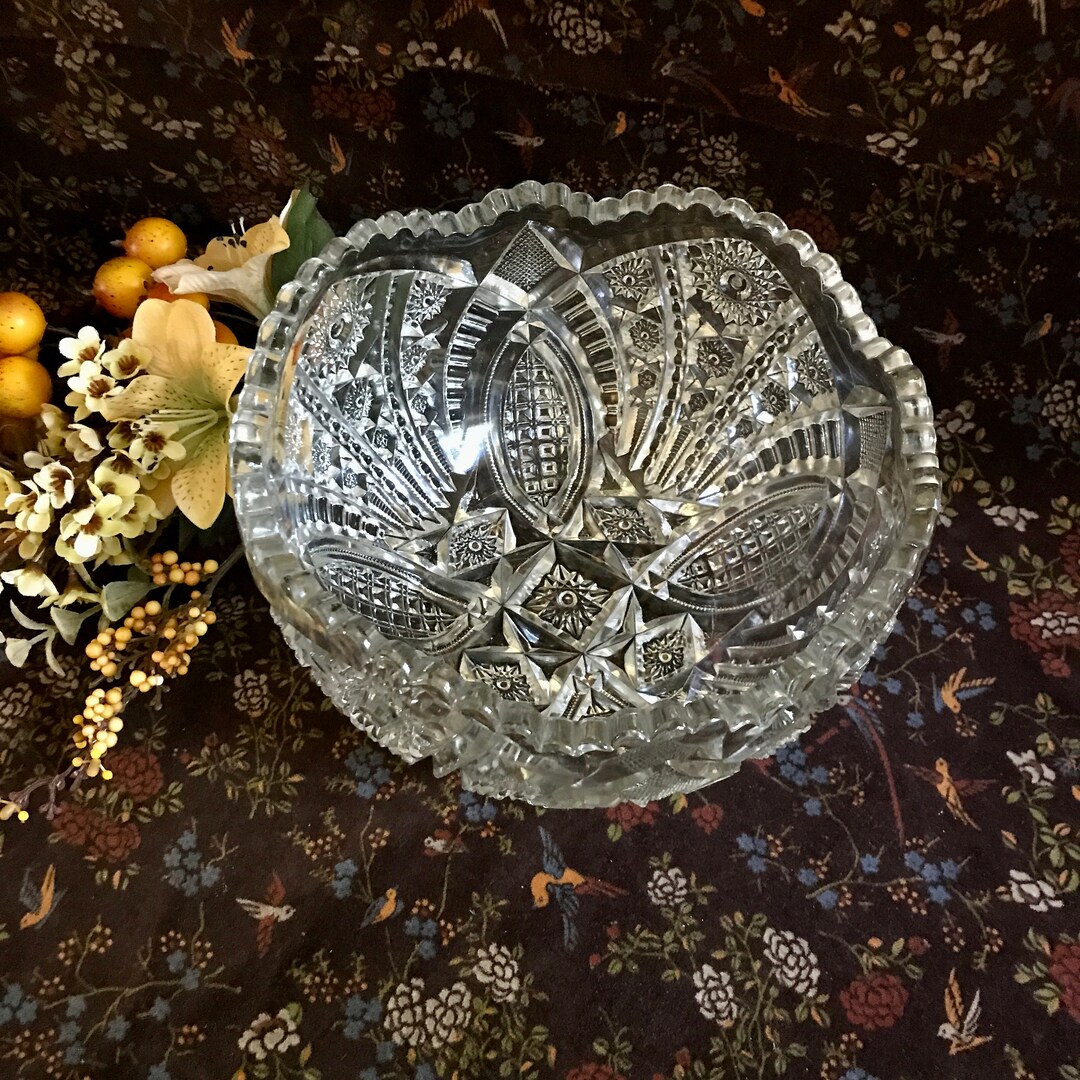 Vintage pattern glass bowl for holiday serving - Etsy 日本