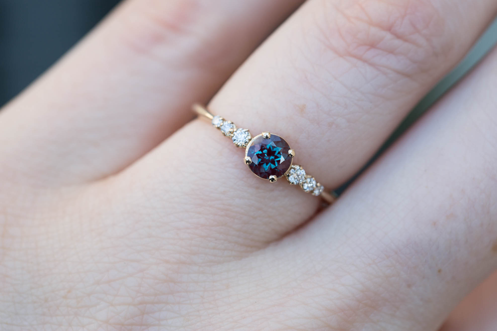 Chatham alexandrite cluster engagement ring 14k gold ring | Etsy