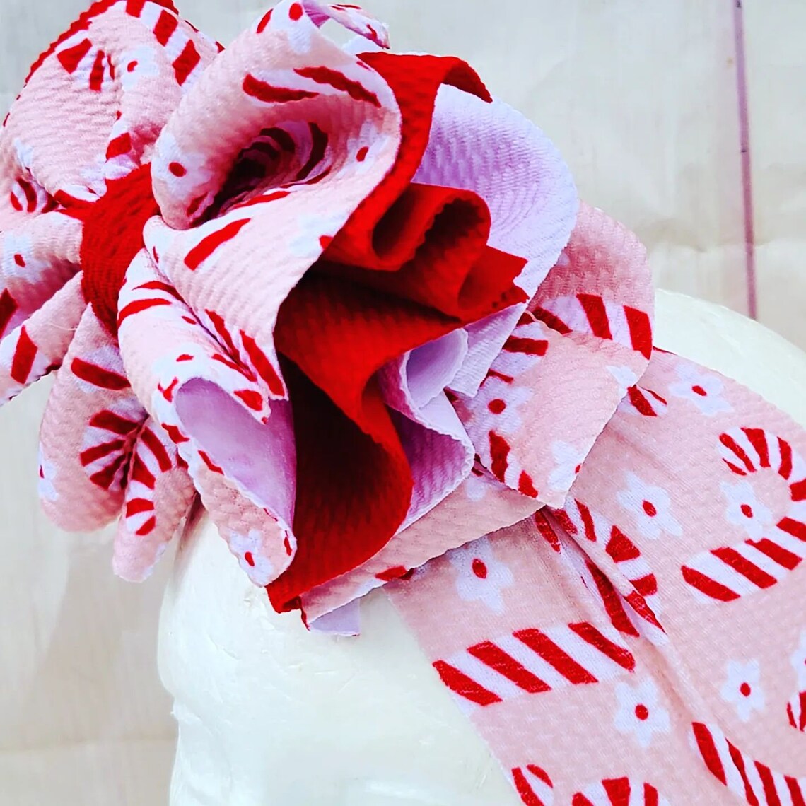 Baby Head Wrap Candy Cane Baby Head Wrap Messy Bow Baby Headband ...