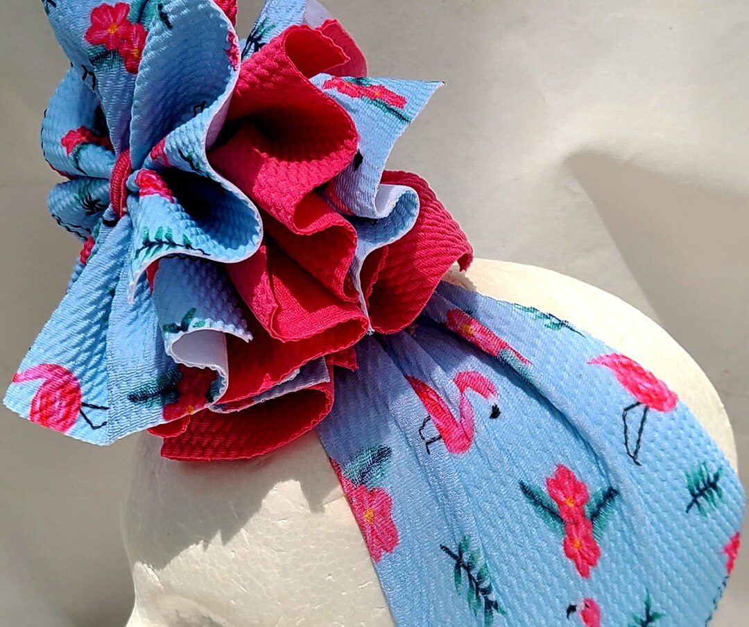 Flamingo Baby Headband Shredded Head Wrap Messy Bow Birthday Head Wrap ...