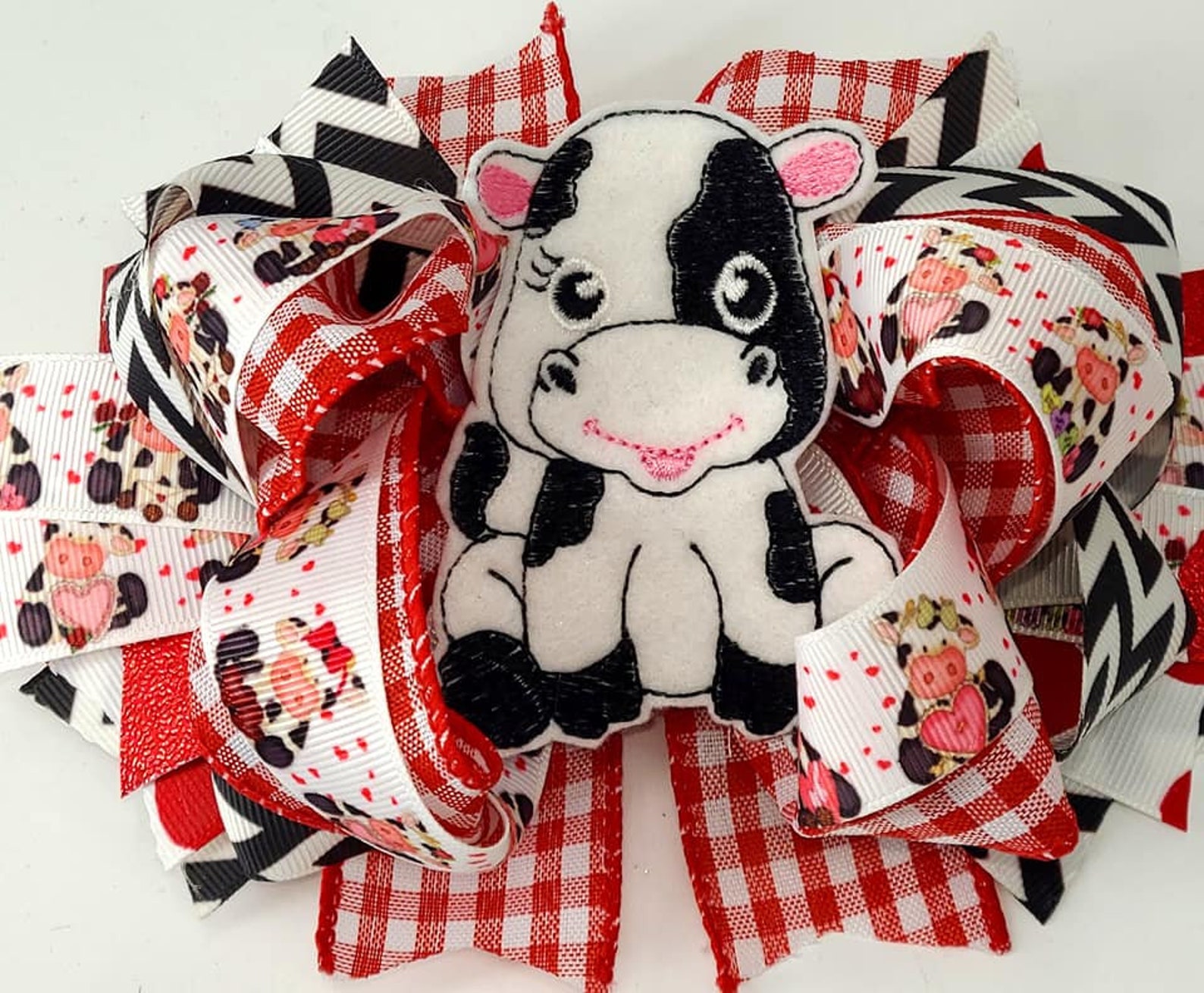 Farm Animal Bow Cake Smash Photo Shoot Farm Birthday Handmade Cow Bow ...