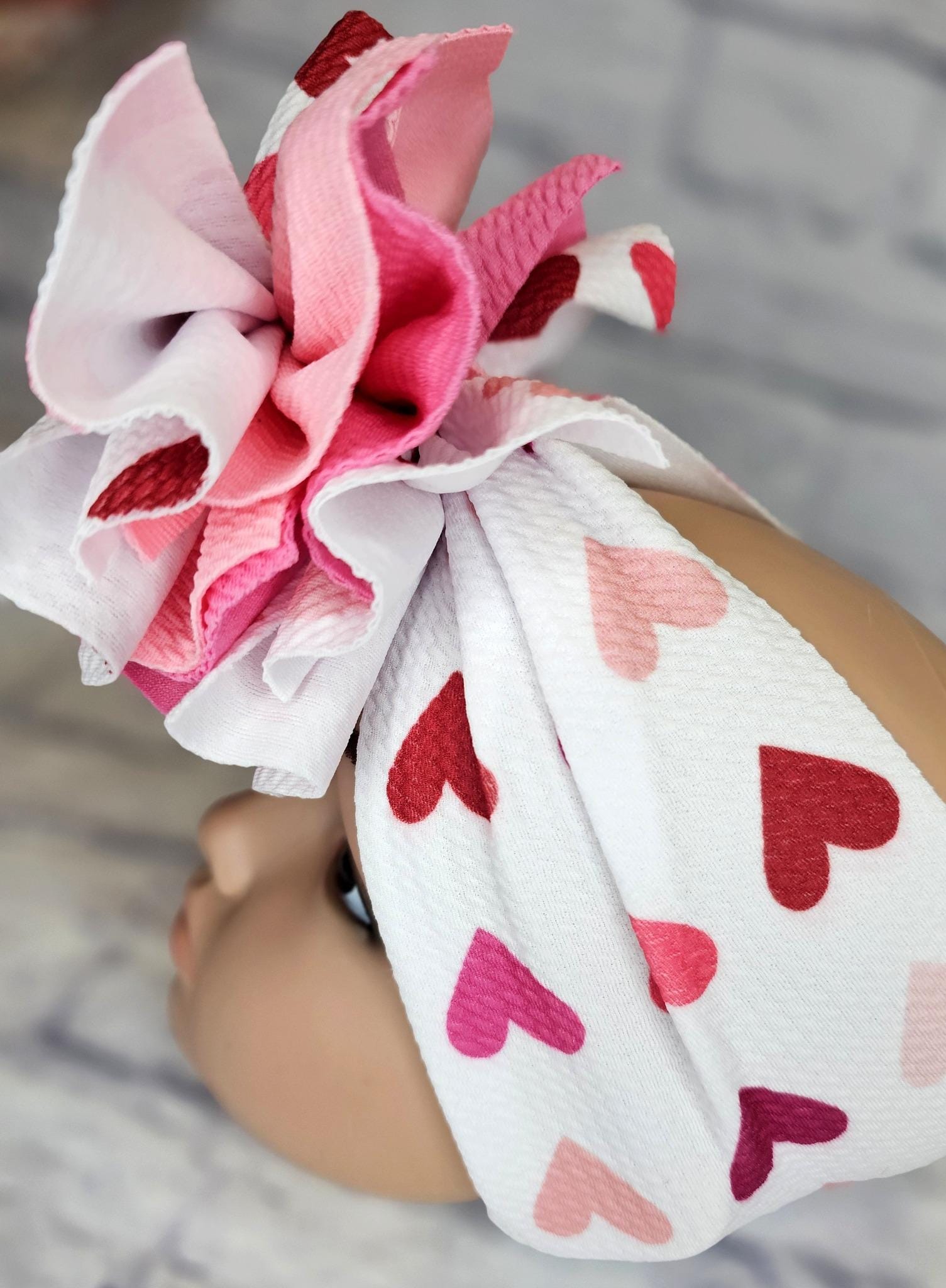 Valentine Head Wrap Messy Bow Harts Headband Girl Baby Shredded - Etsy