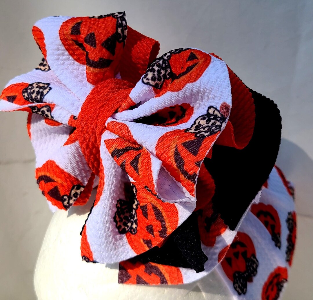 Halloween Headband Pumpkin Baby Head Wrap Shredded Headwrap Messy Bow ...