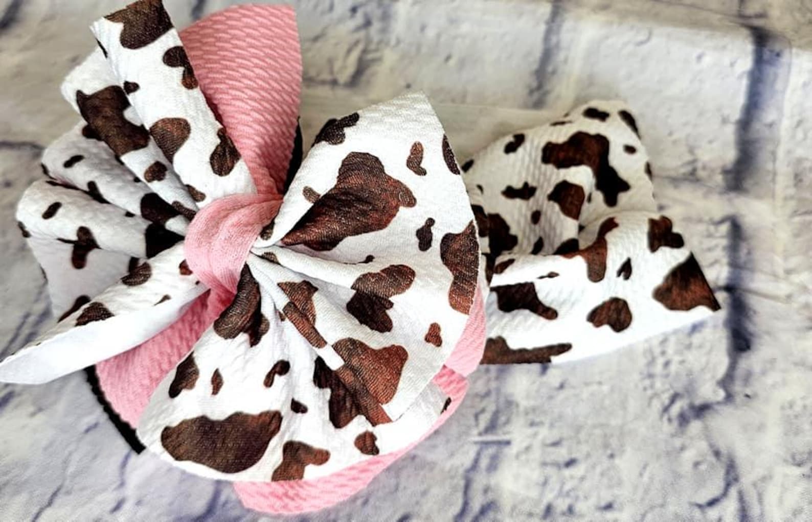 Head Wrap Brown Cow Baby Head Wrap Shredded Headband Messy Head Wrap ...