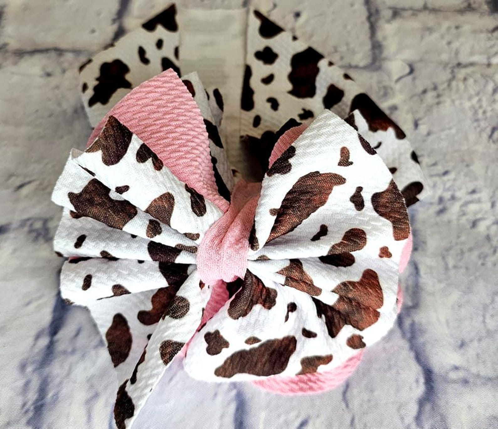 Head Wrap Brown Cow Baby Head Wrap Shredded Headband Messy Head Wrap ...