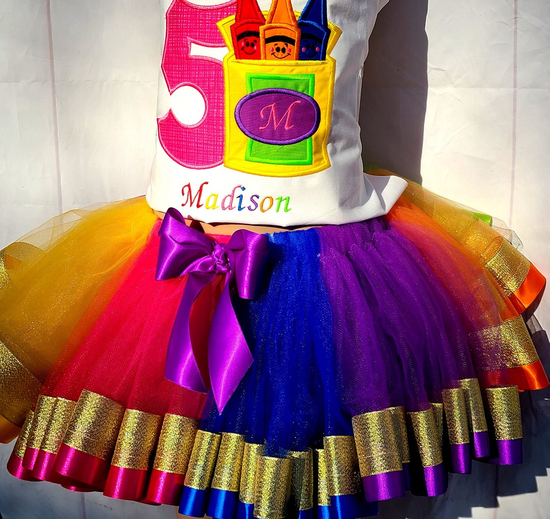 Crayon Box Rainbow Tutu Birthday Set Any Name and Number Personalized ...