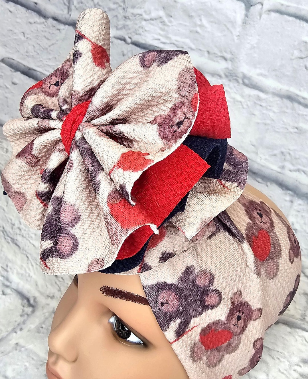 Bear Head Wrap Bears Headband Shredded Head Wrap Messy Bow Baby ...