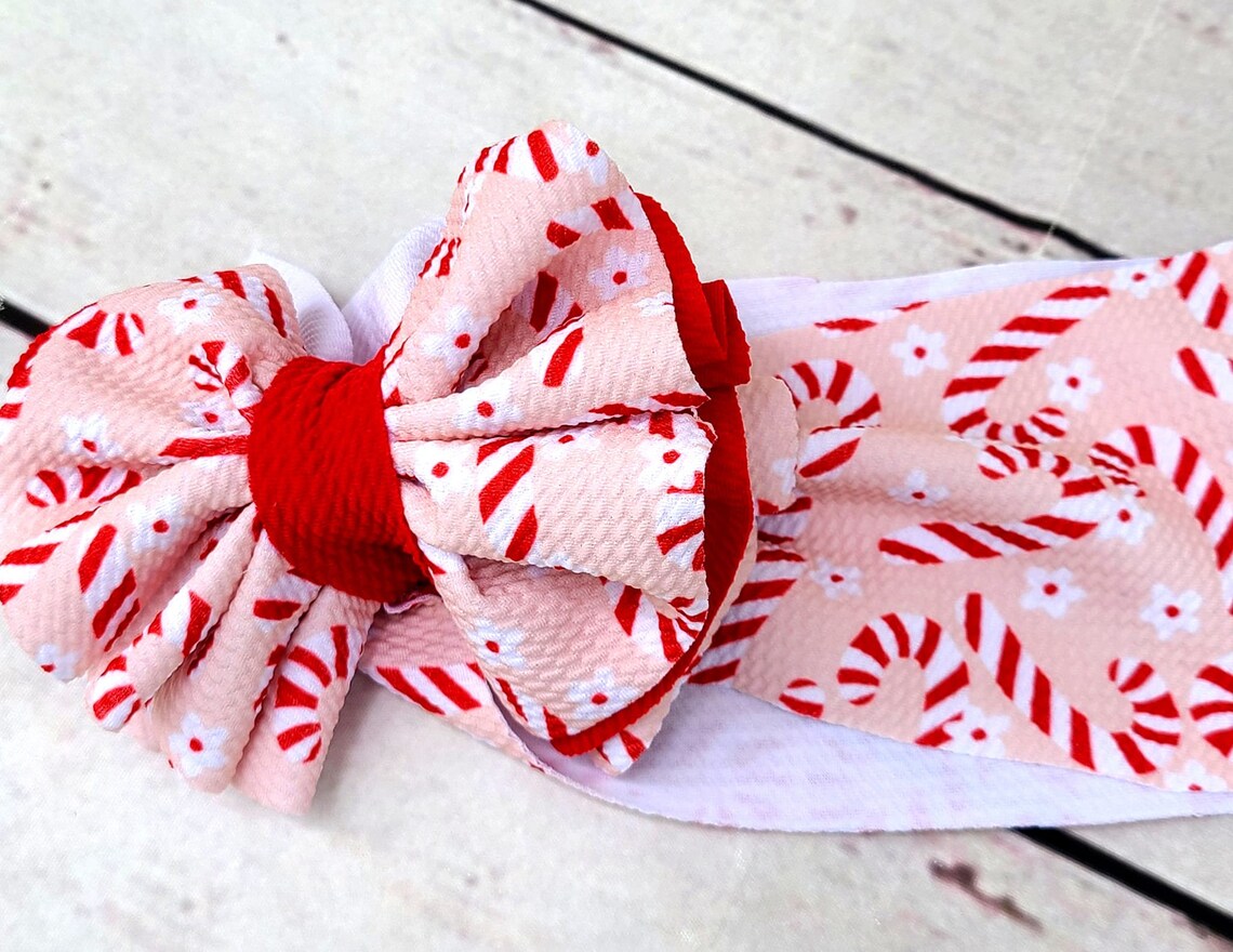Baby Head Wrap Candy Cane Baby Head Wrap Messy Bow Baby Headband ...