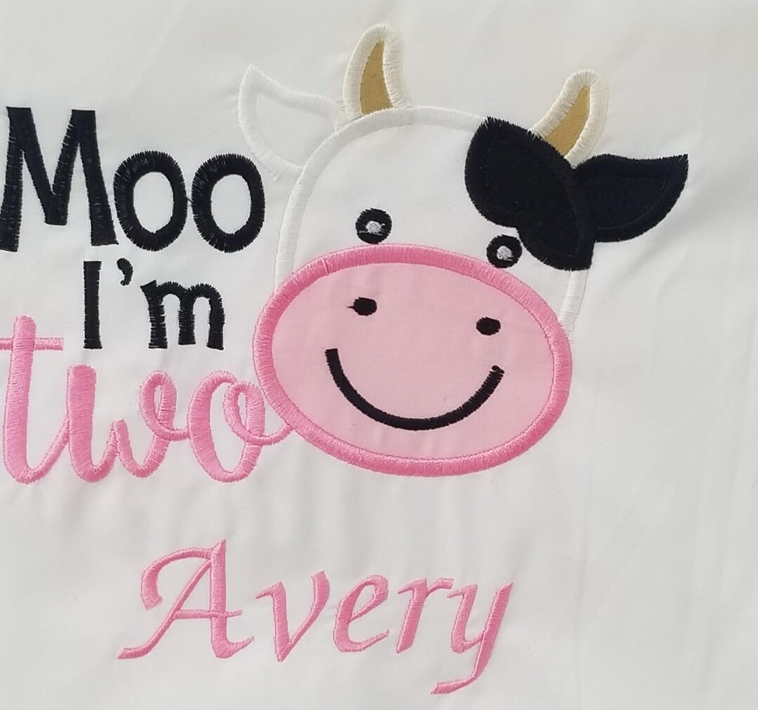 Moo I Am Two Birthday Shirt Any Name Personalized Shirt Cake Smash ...