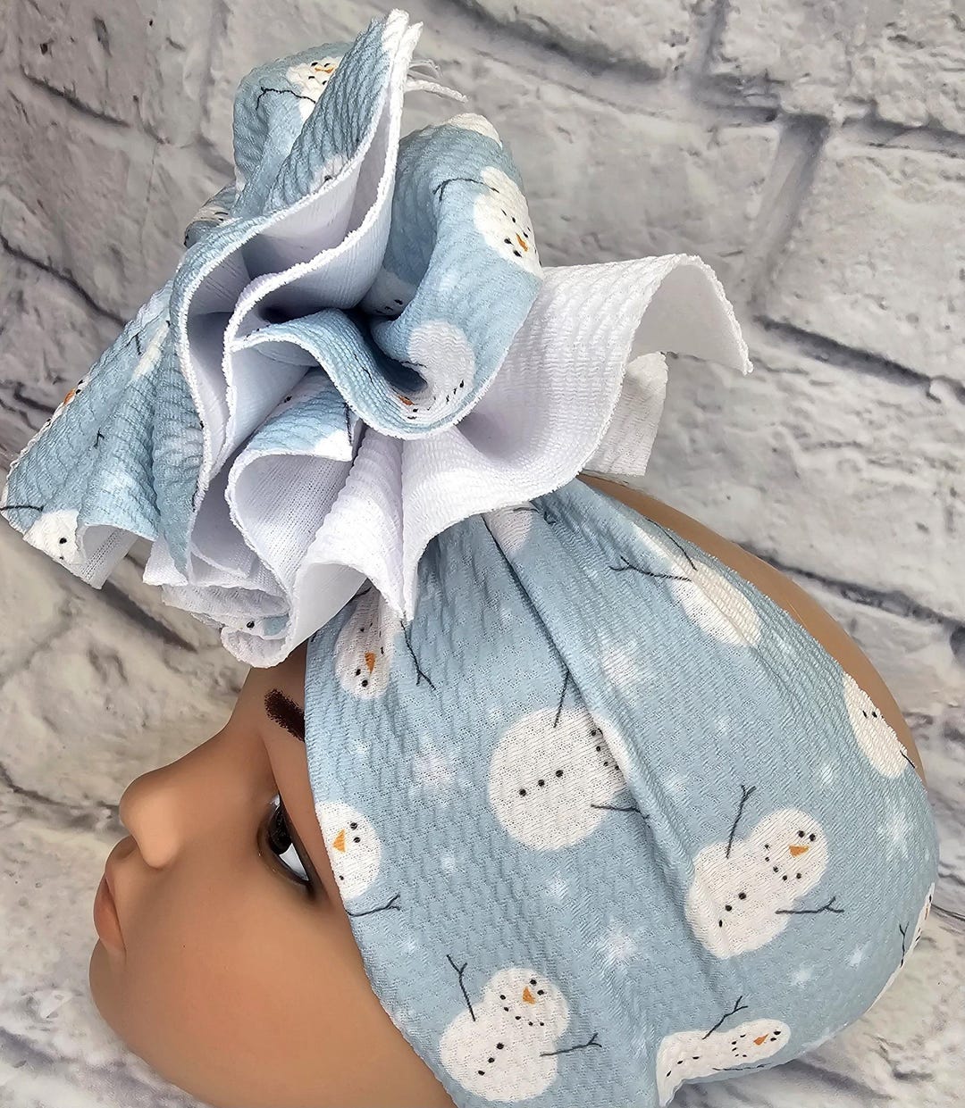 Snowman Girls Headband Christmas Head Wrap Messy Bow Shredded Head Wrap ...