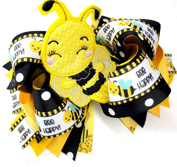 Bee Over the Top Hair Bow Bee Birthday Bow Girls Hair Bow Baby - Etsy