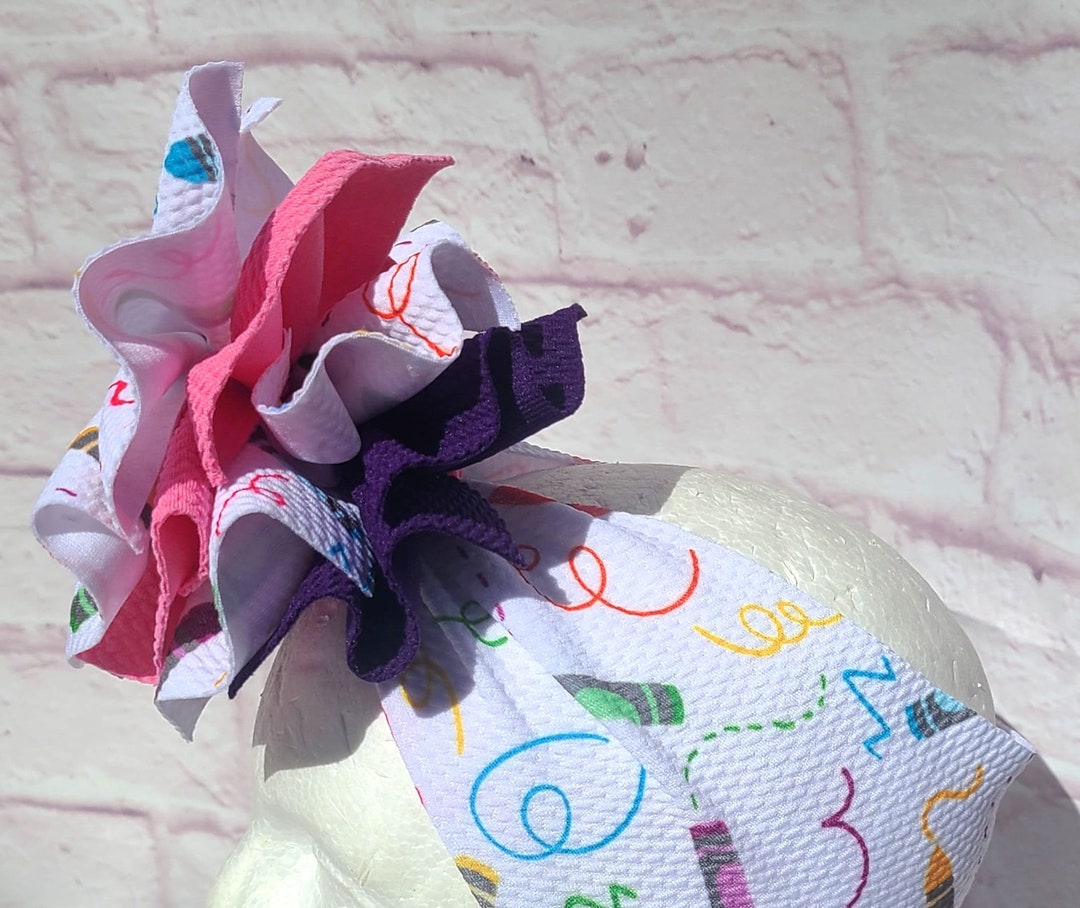 Head Wrap School Headband Crayon Baby Headband Messy Bow Shredded Head ...