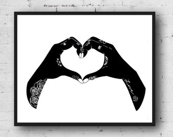 Hand Heart Design || Heart Printable || Love Hands Artwork ...