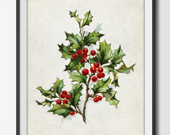 Christmas Holly Art | Etsy