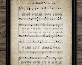 Hark the Herald Angels Sing Printable Christmas Carol Hymn Art - Etsy