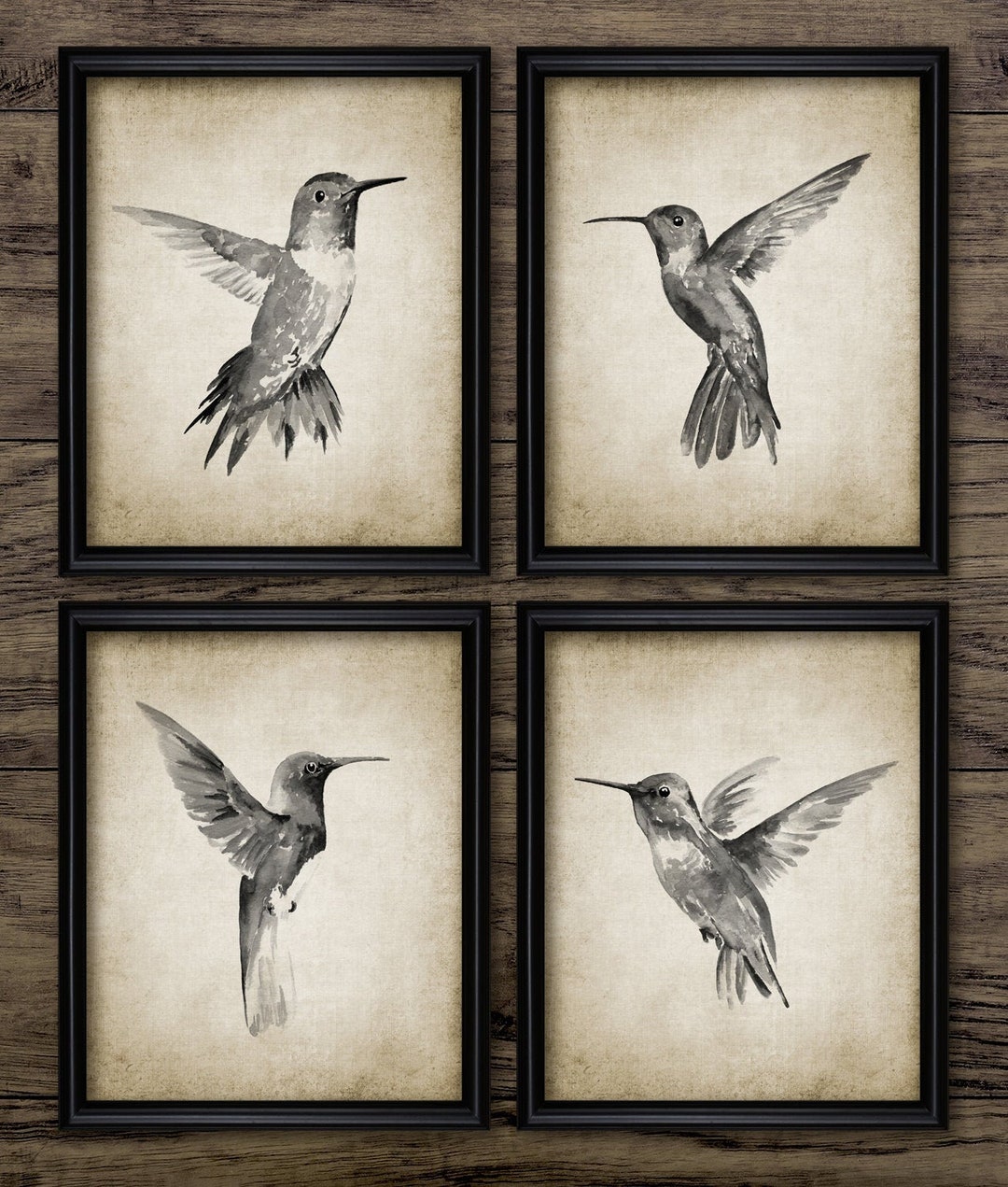 Hummingbird Watercolor Painting Set of Four, Printable Hummingbird ...
