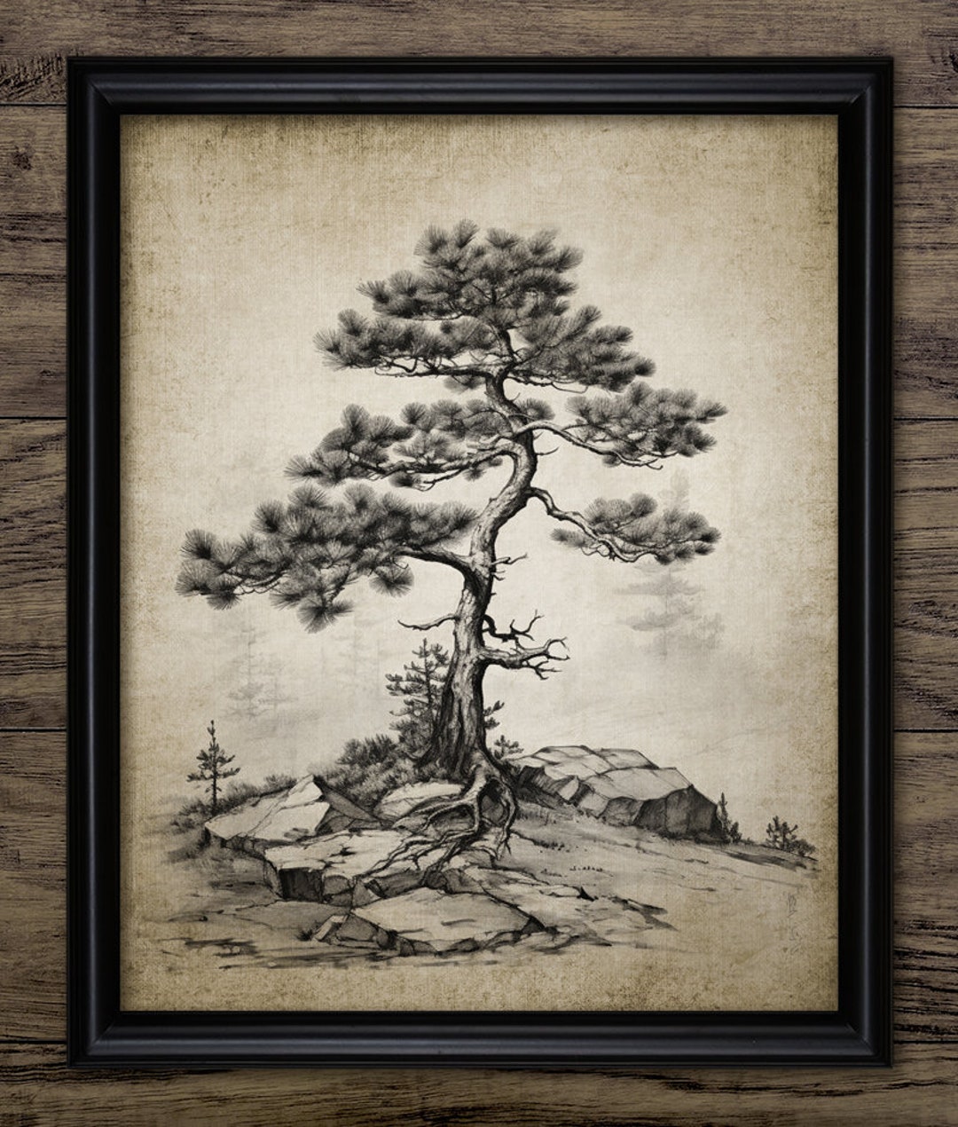 Vintage Tree Drawing Wall Art, Printable Tree, Tree Sketch, Forest ...
