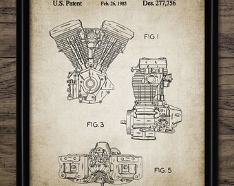 V Twin Engine Art - Etsy