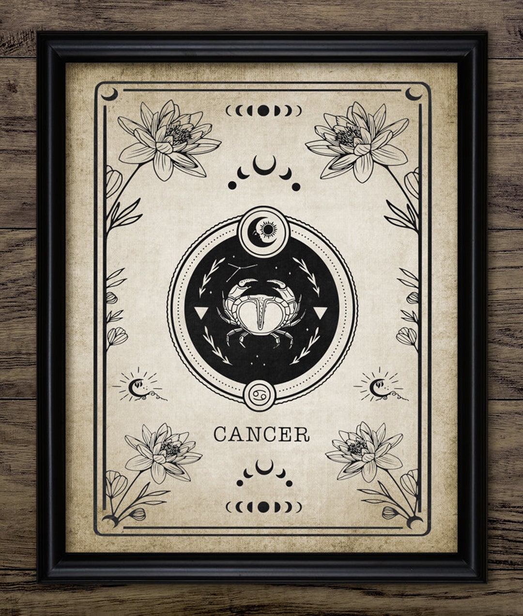 Cancer Zodiac Print, Printable Astrology Illustration, Tarot Card ...