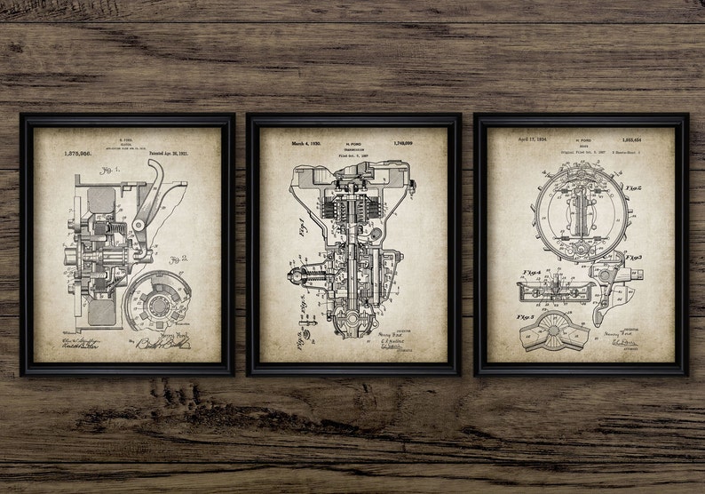 Car Mechanic Wall Art Set of 3, Printable Car Parts, Clutch ...