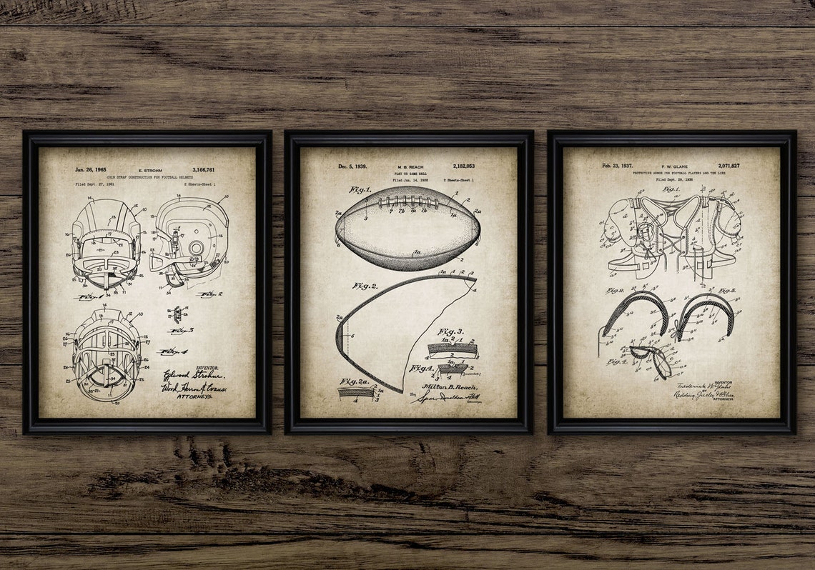 Football Wall Art Set of 3 Printable American Football - Etsy