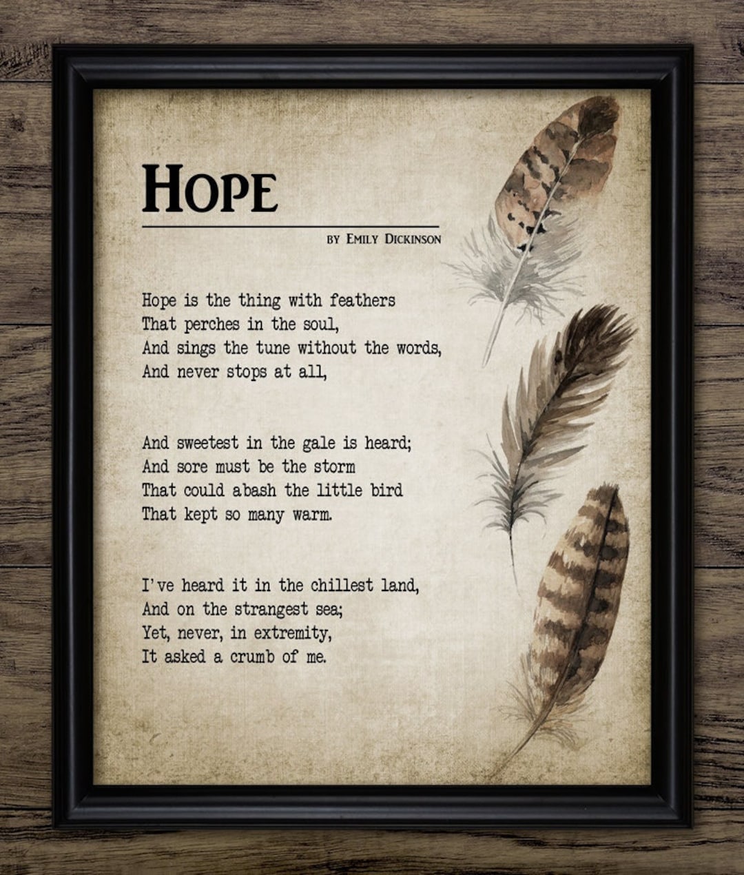 Hope Poem, 1861 Emily Dickinson, Printable Hope Poem, Famous Poem ...