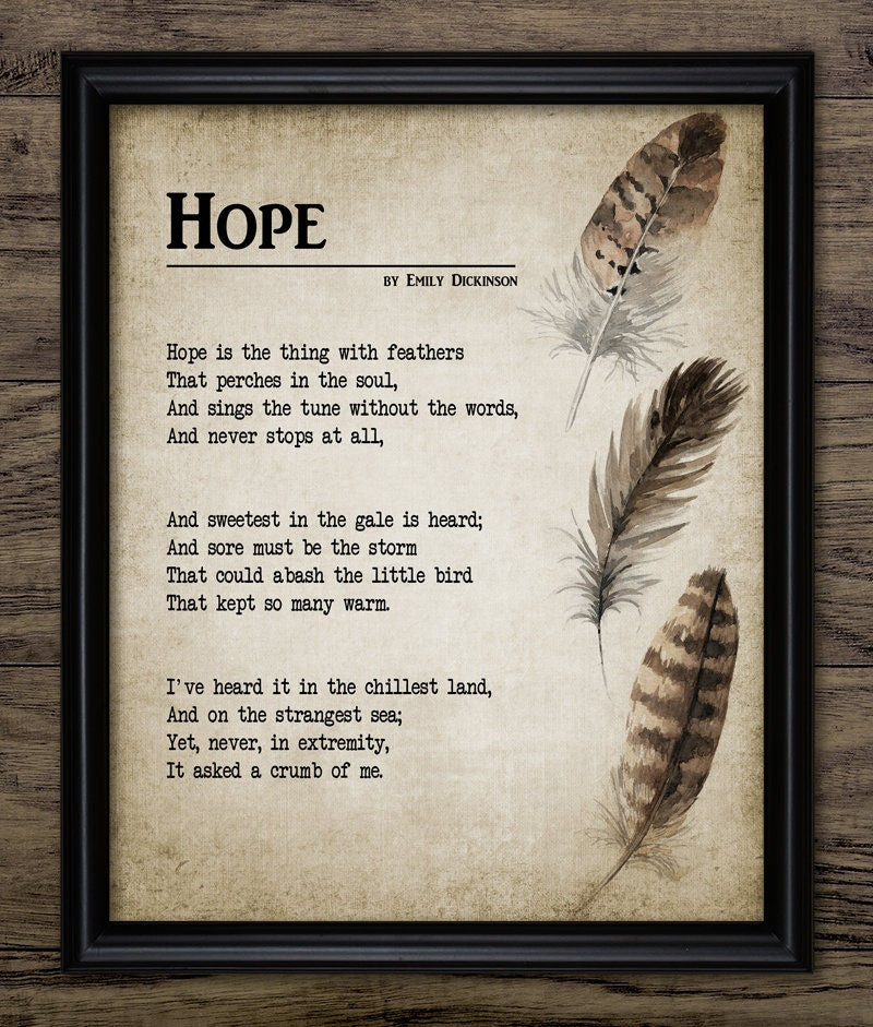 Hope Poem, 1861 Emily Dickinson, Printable Hope Poem, Famous Poem ...
