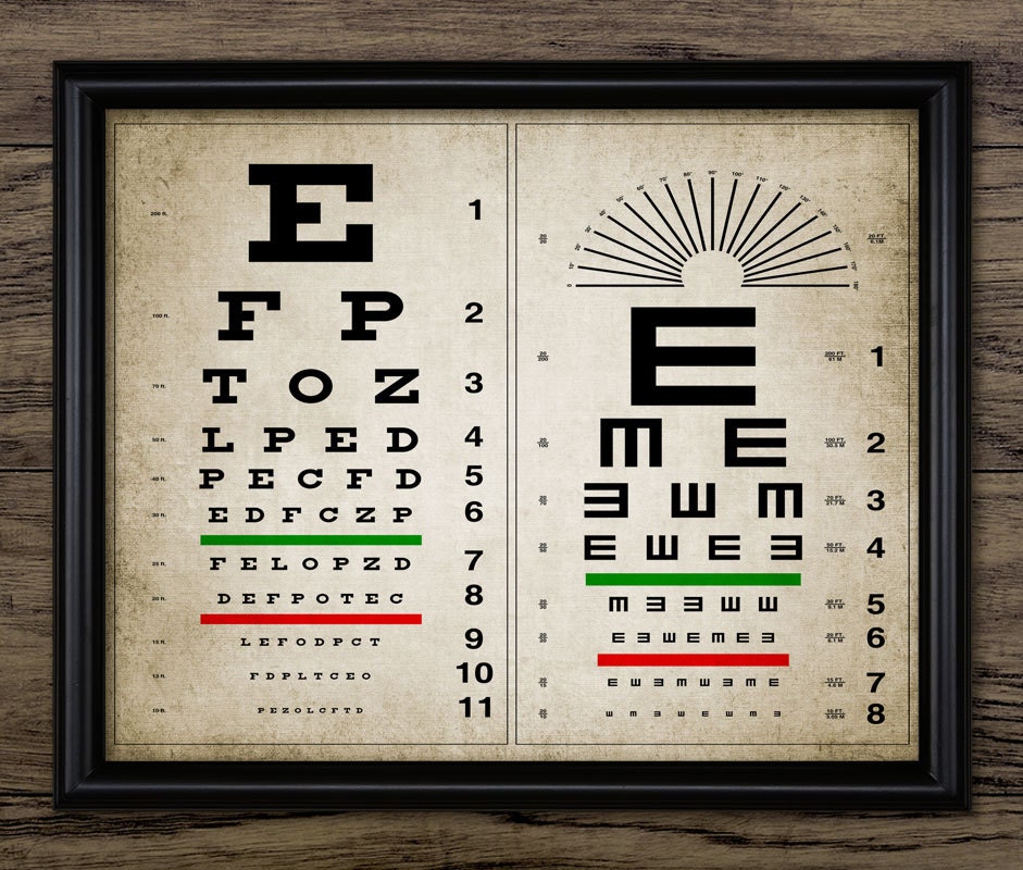 Oogtest Kunst aan de muur. Afdrukbare oogtest, arts Poster, Opticien ...