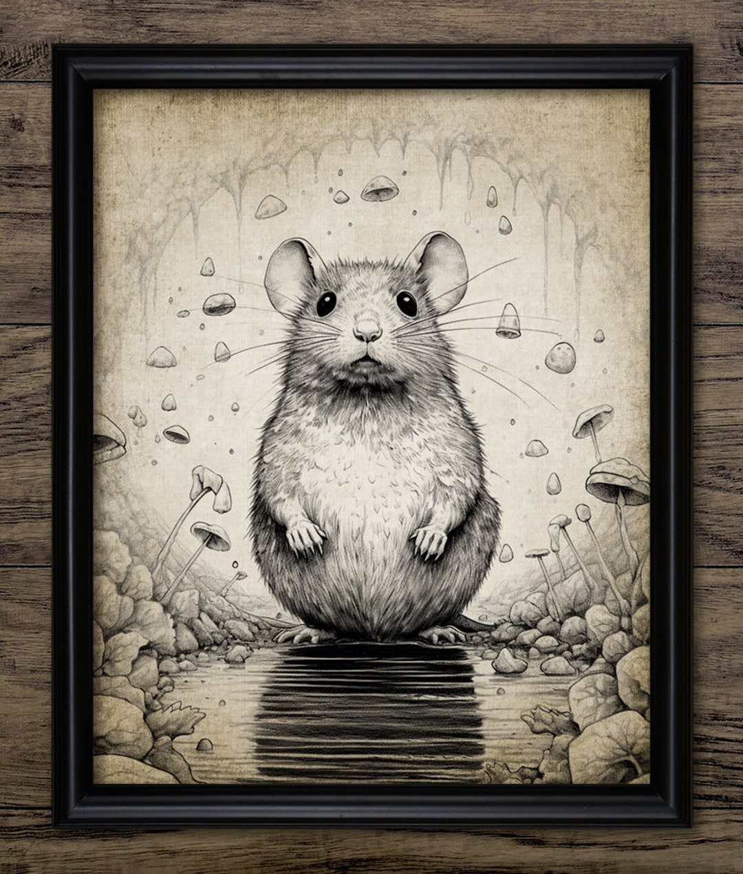 Whimsical Mouse Wall Art, Printable Mouse, Mouse With Magic Mushrooms ...